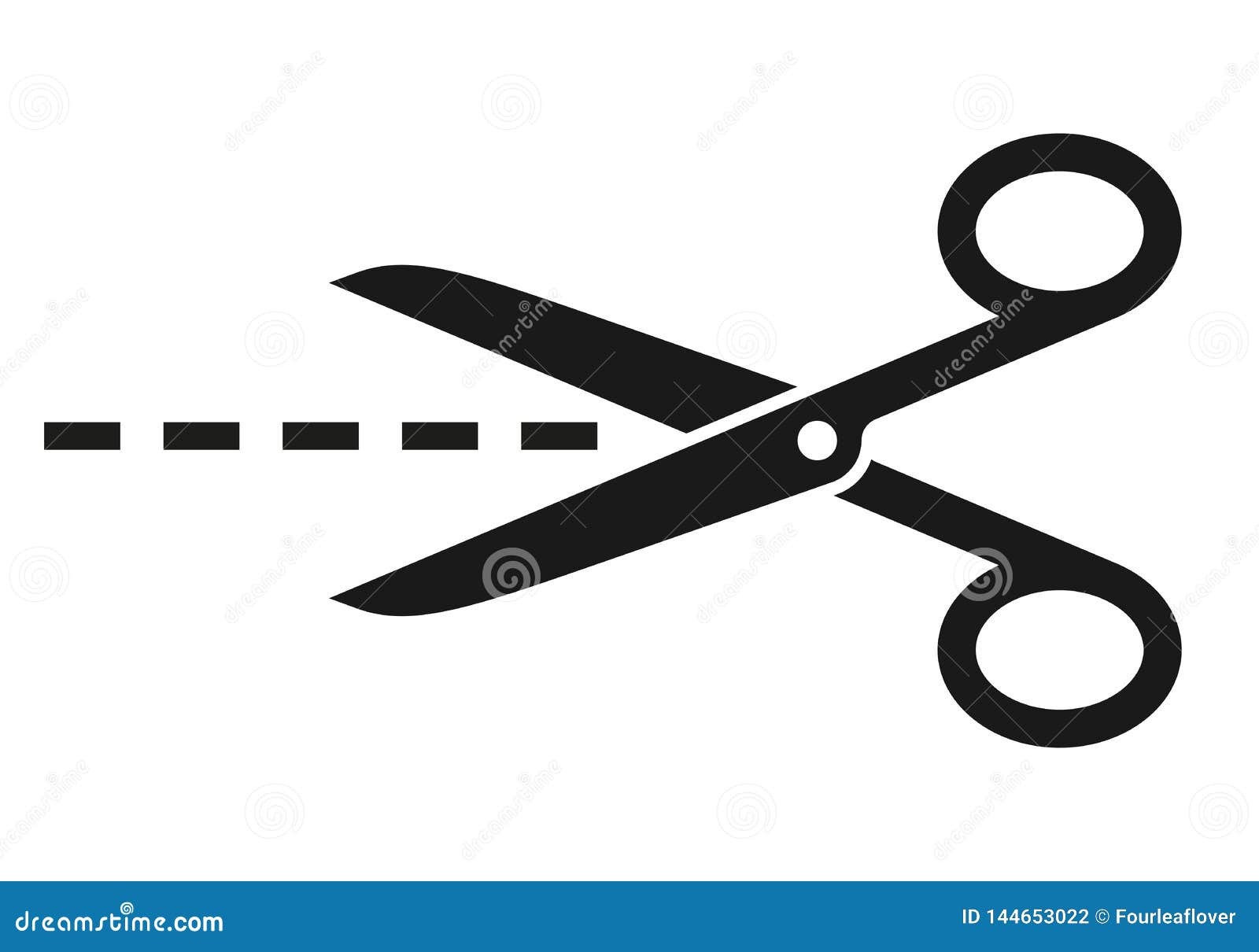 Scissors Icon with Cut Line. Stock Vector - Illustration of button ...