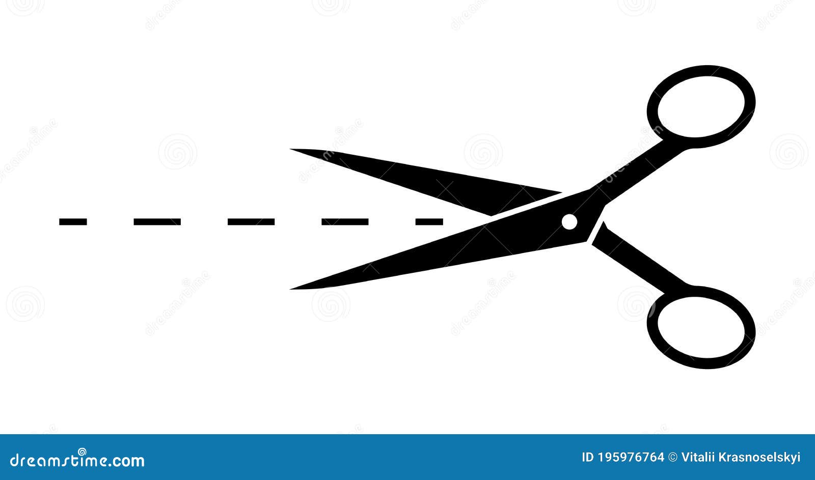 Scissors Icon with Cut Line. Scissors Silhouette. Vector Illustration ...