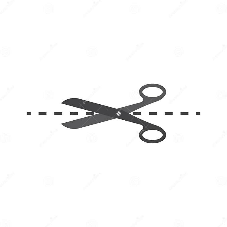 Scissors Icon with Cut Lines. Stock Illustration - Illustration of line ...