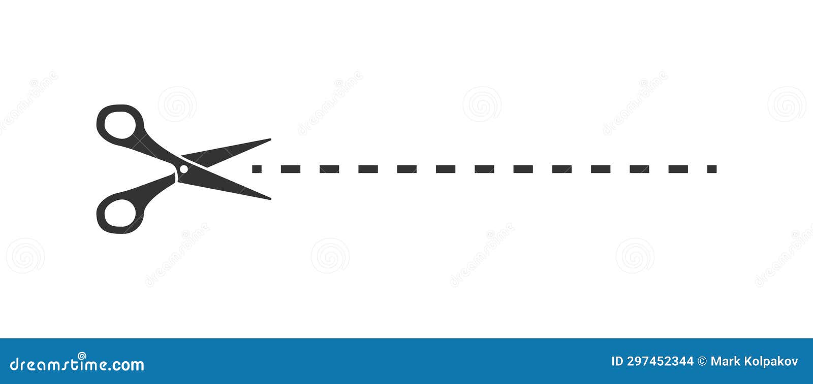 Scissors Icon with Cut Lines. Flat Vector Illustrations Isolated Stock ...