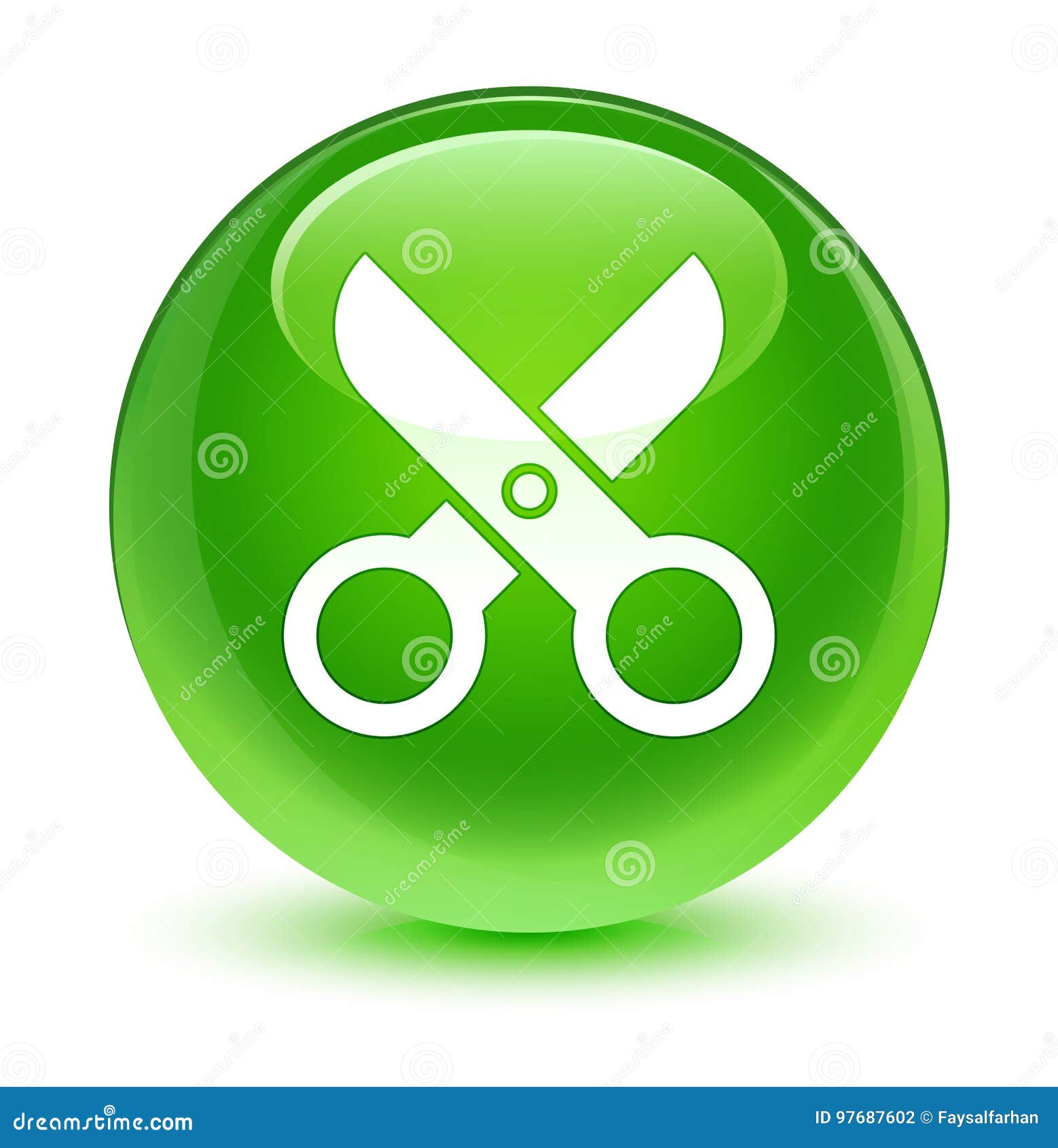 Scissors Icon Glassy Green Round Button Stock Illustration ...