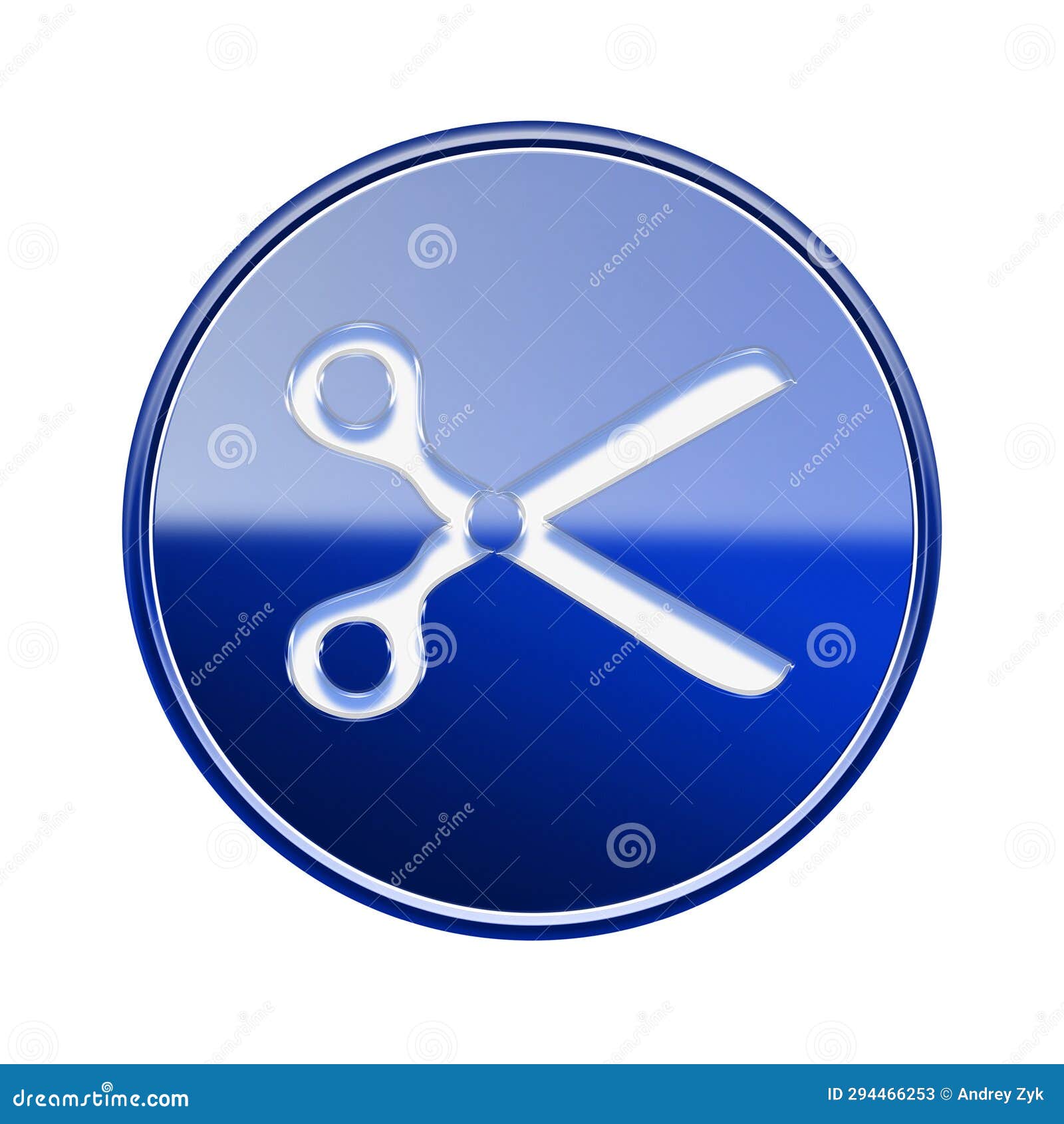 Scissors icon glossy blue. stock illustration. Illustration of sharp ...