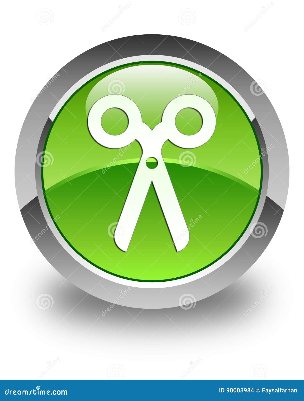 Scissors Icon Glossy Green Round Button Stock Illustration ...