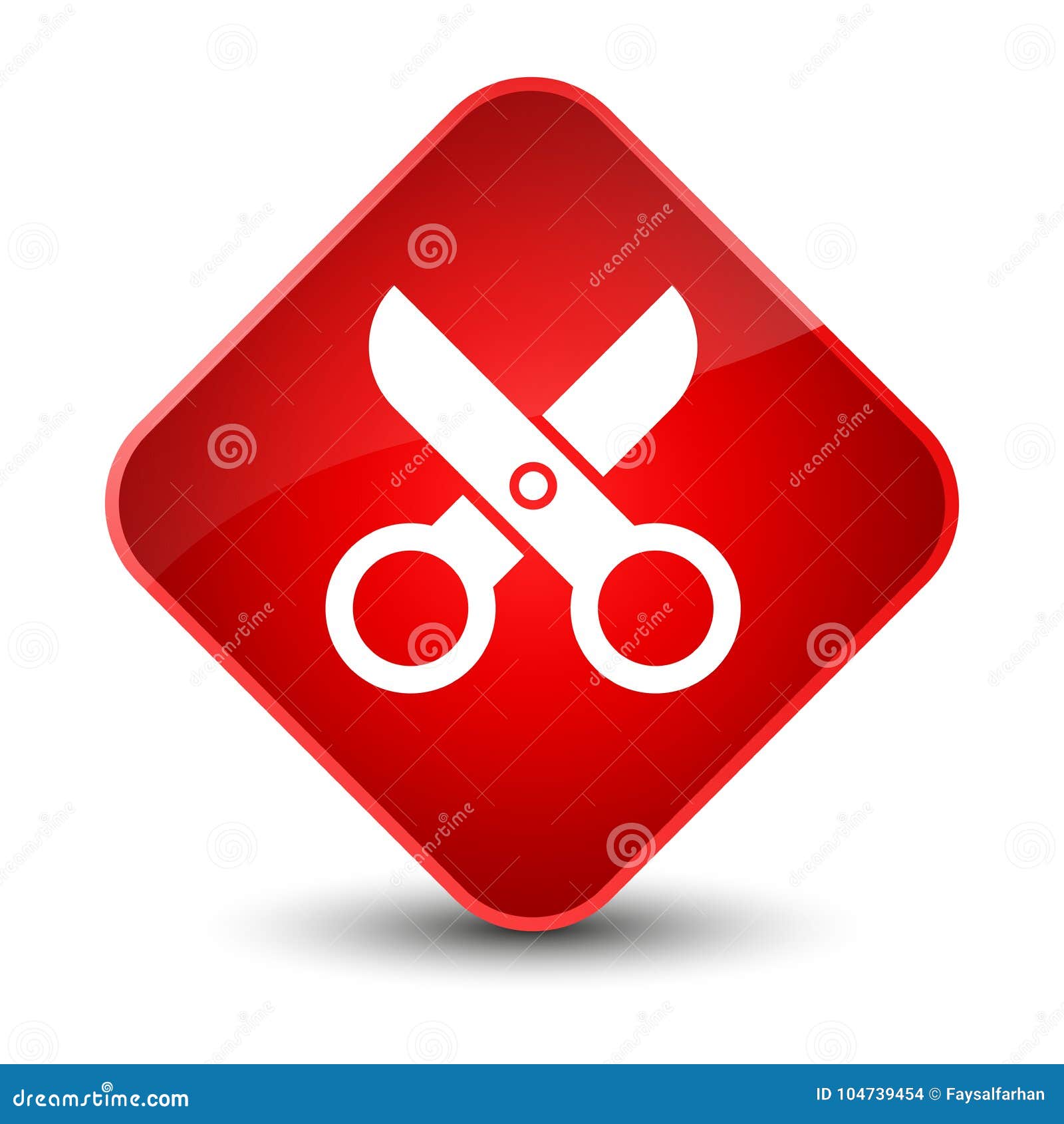 Scissors Icon Elegant Red Diamond Button Stock Illustration ...