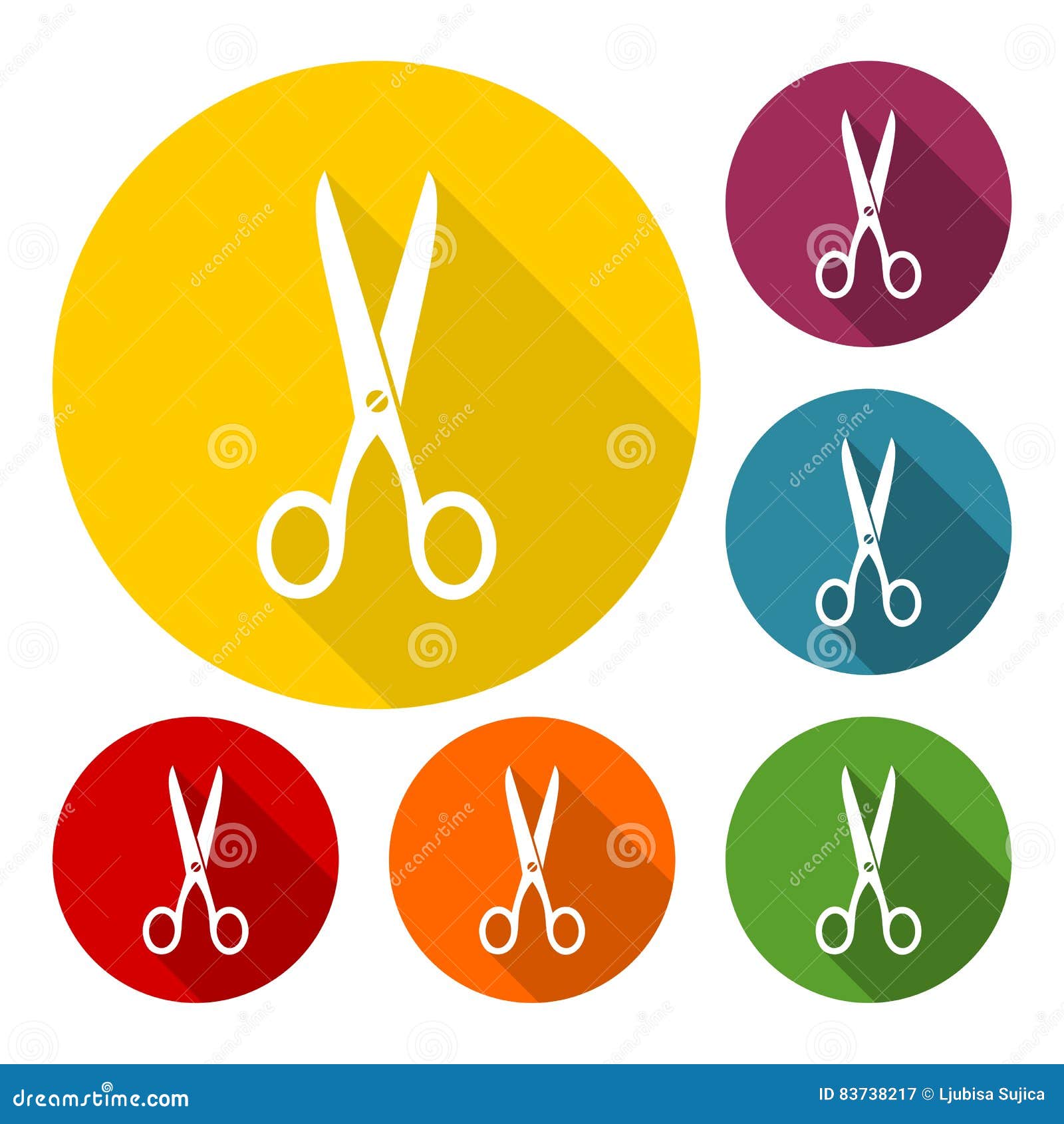 Scissors Icon with Long Shadow Stock Vector - Illustration of line ...