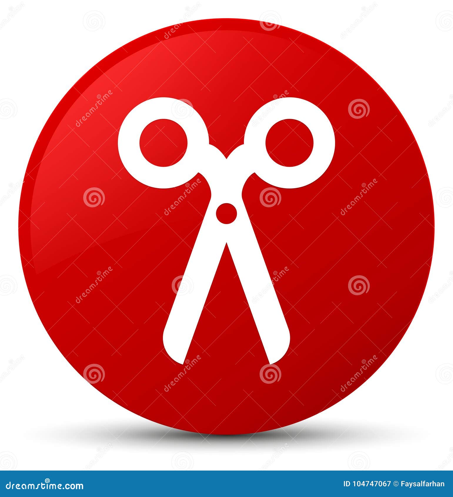 Scissors Icon Red Round Button Stock Illustration - Illustration of ...