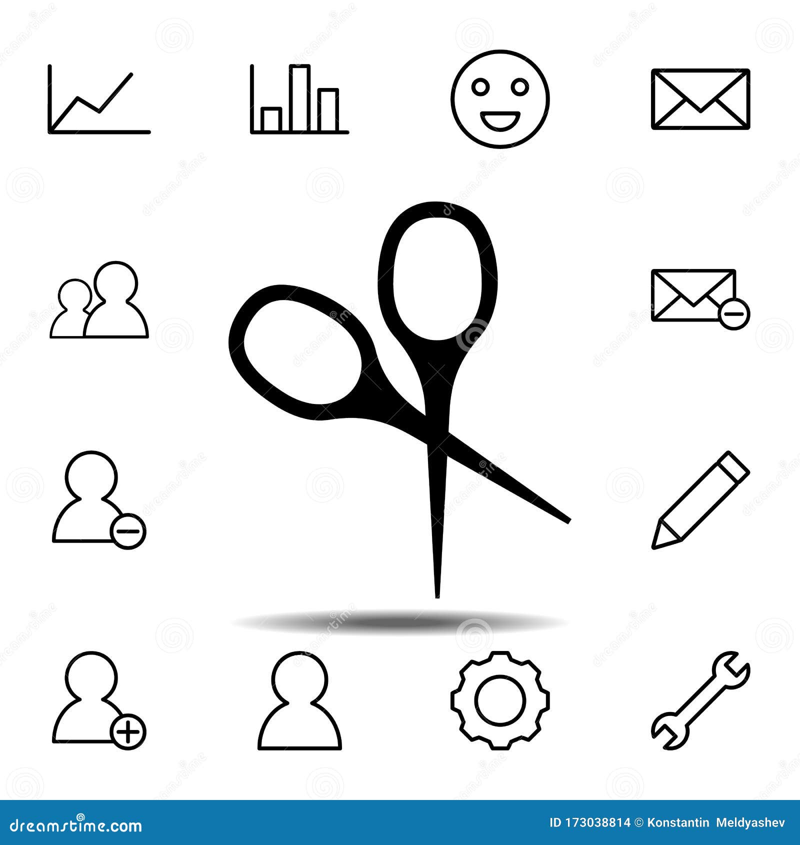 Scissors Icon. Simple Thin Line, Outline Vector Element of Minimalistic, Web Icons Set for UI ...