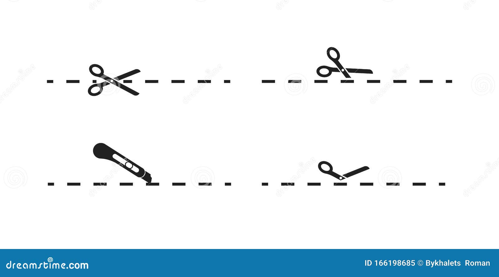 Scissors Isolated Vector Icon with Lines for Cutig. Cutting Concept ...