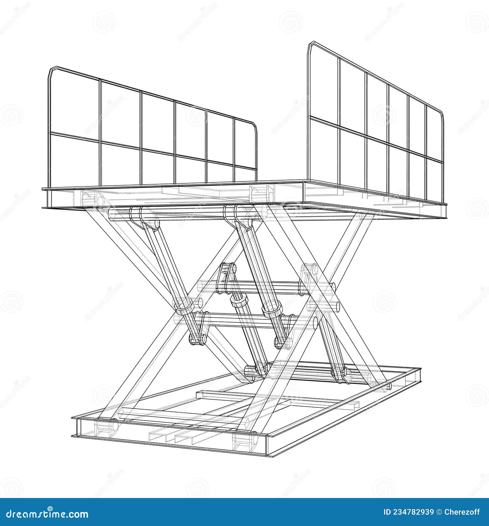 Scissors Lift Concept Outline Stock Illustration - Illustration of ...