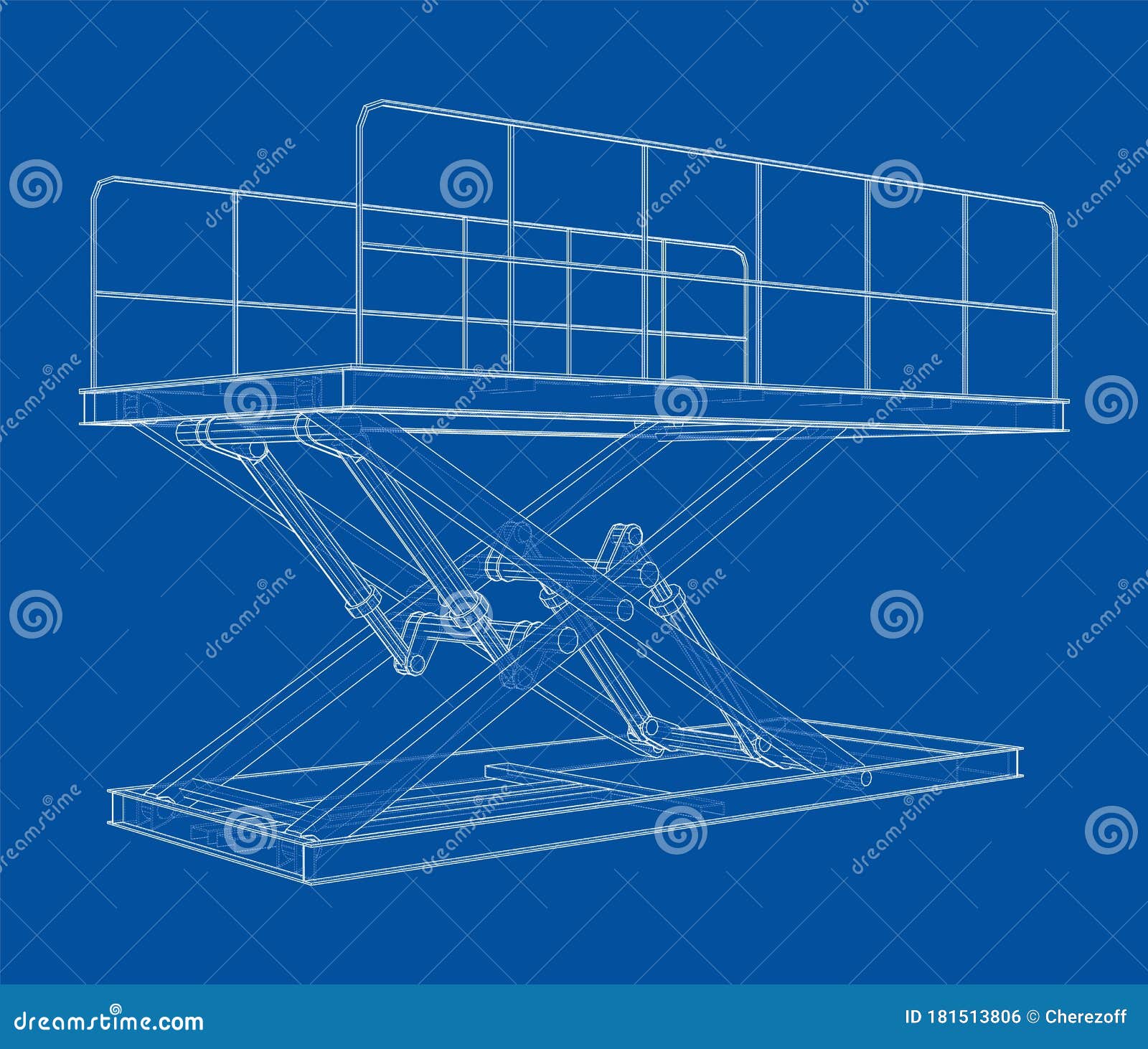 Scissors Lift Concept Outline. Vector Stock Vector - Illustration of ...