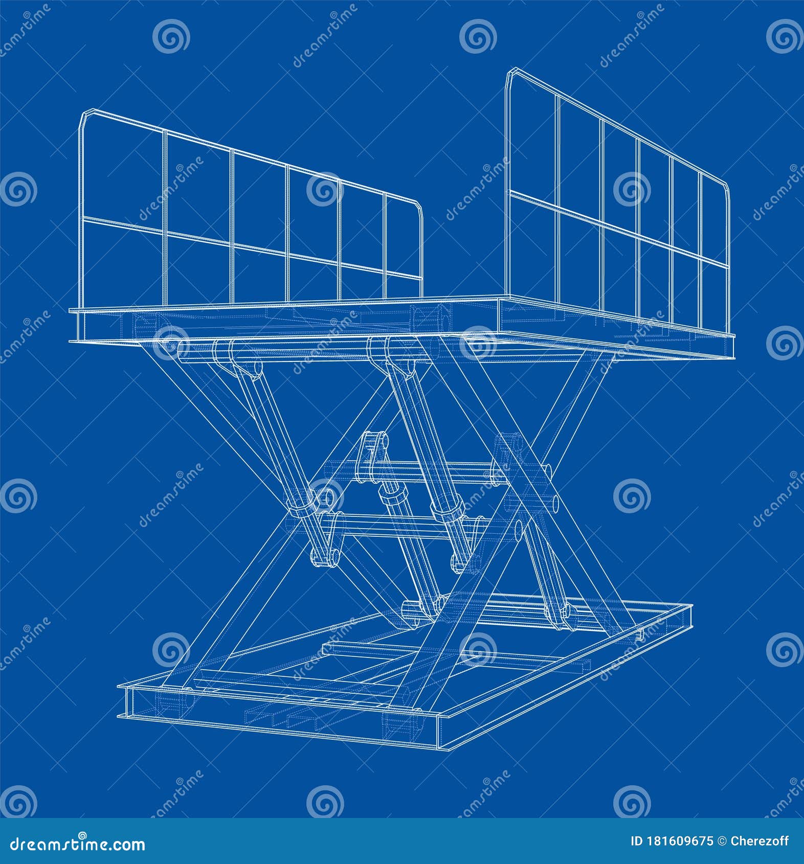 Scissors Lift Concept Outline. Vector Stock Vector - Illustration of ...