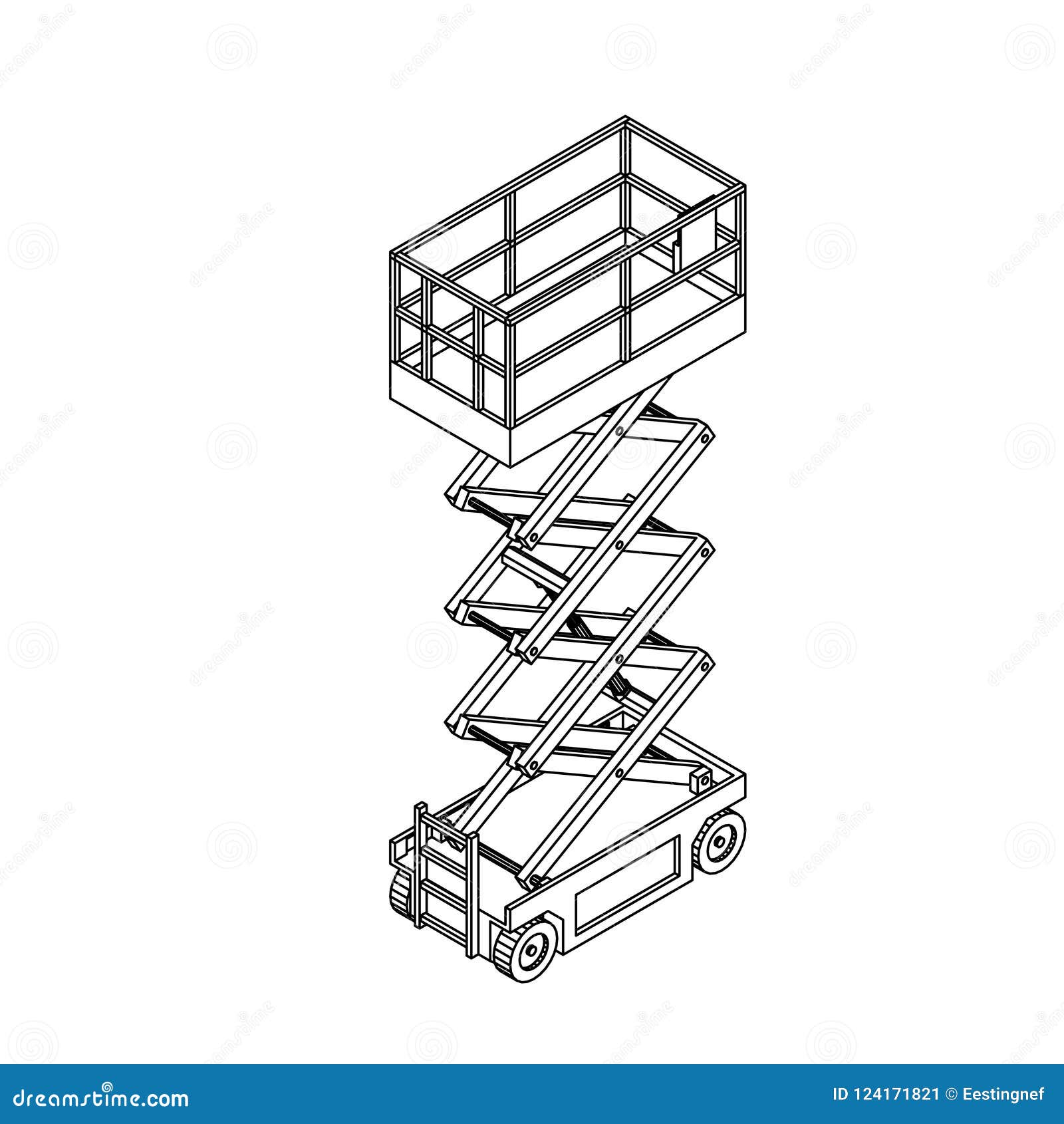 Scissors Lift Platform. Isolated on White Background Stock Vector ...