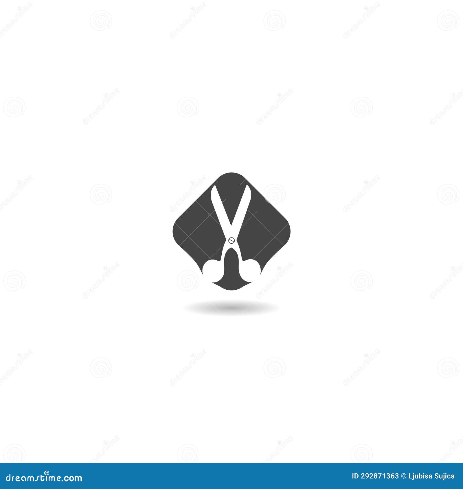 Scissors Logo Icon with Shadow Stock Illustration - Illustration of ...