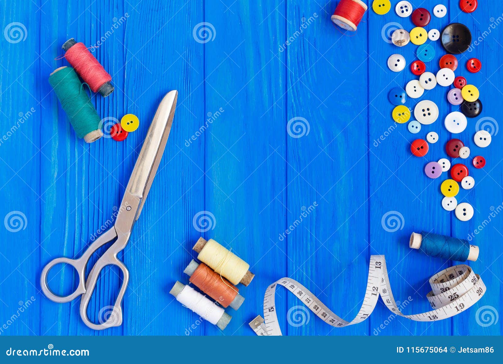Scissors, Measuring Tape, Buttons, Bobbins of Threads on Bright Stock ...