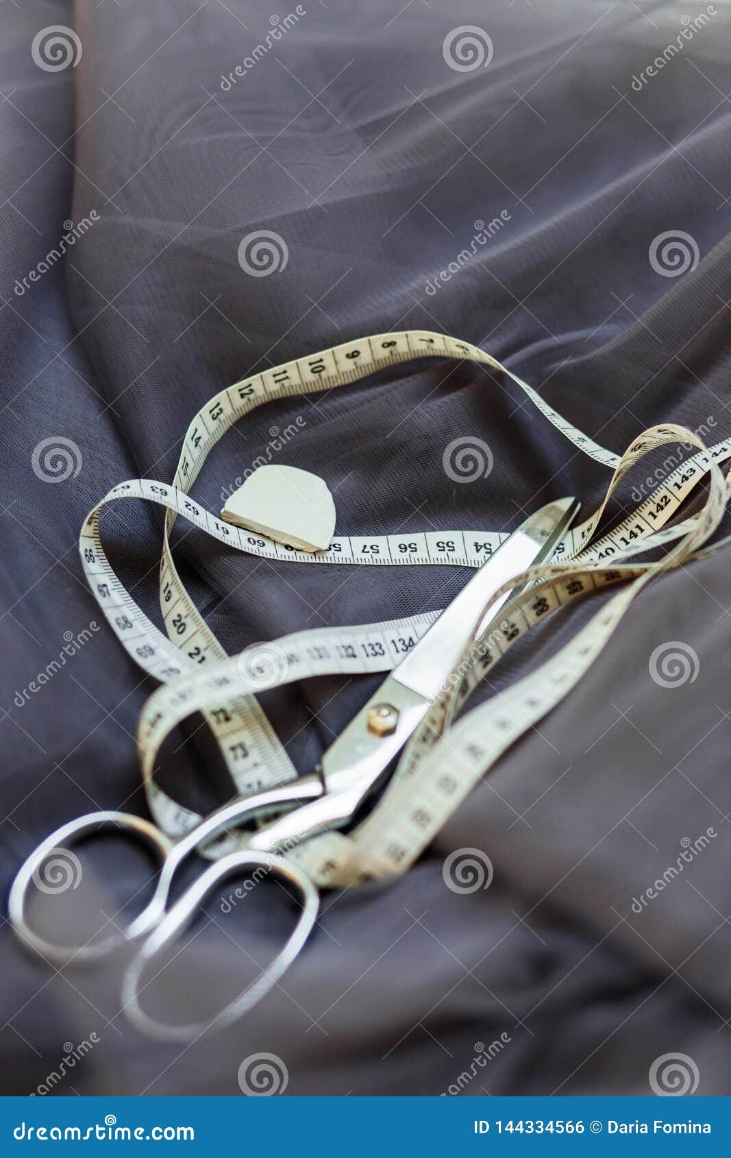 Scissors and Meter Tape are on the Fabric Stock Photo - Image of form ...