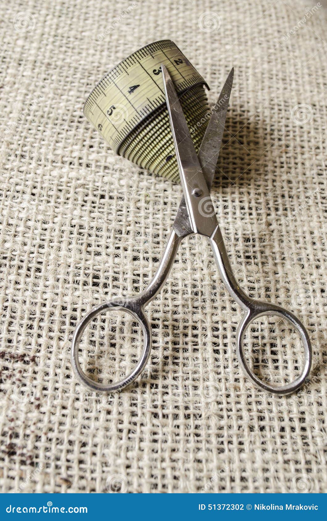 Scissors and Meter To Measure Stock Photo - Image of metar, meter: 51372302