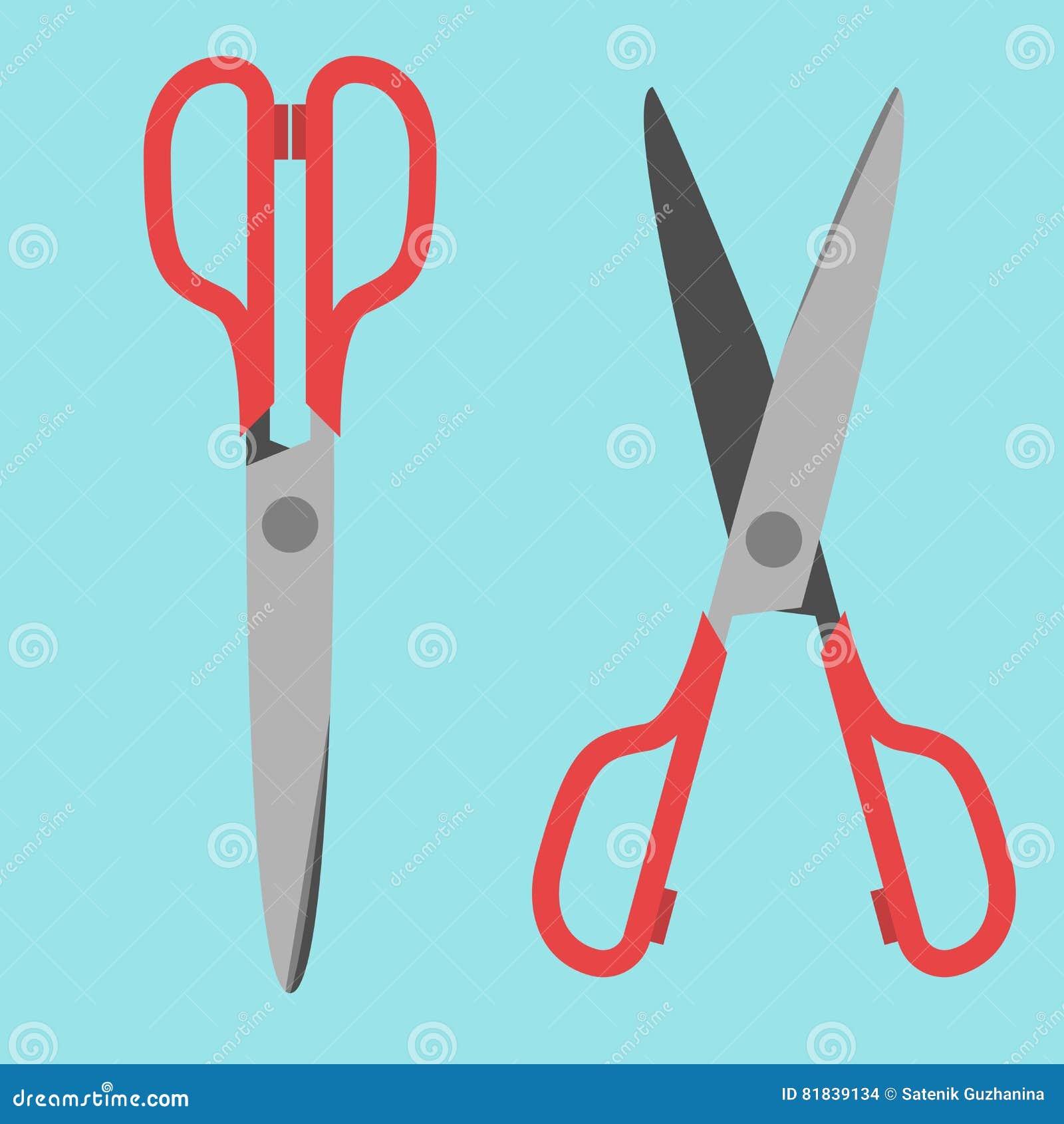 Scissors, open and closed stock vector. Illustration of clippers - 81839134