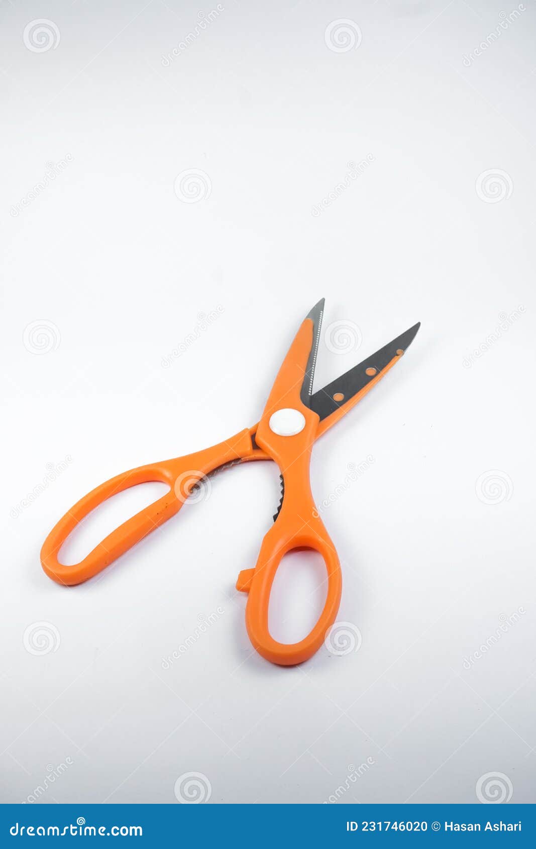 Scissors in Orange on a White Background. Scissors with Serrations on ...