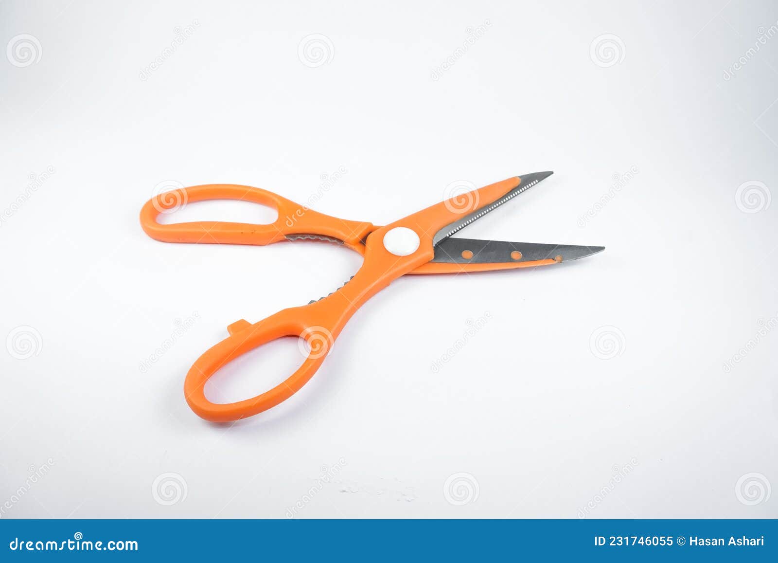 Scissors In Orange On A White Background. Scissors With Serrations On ...