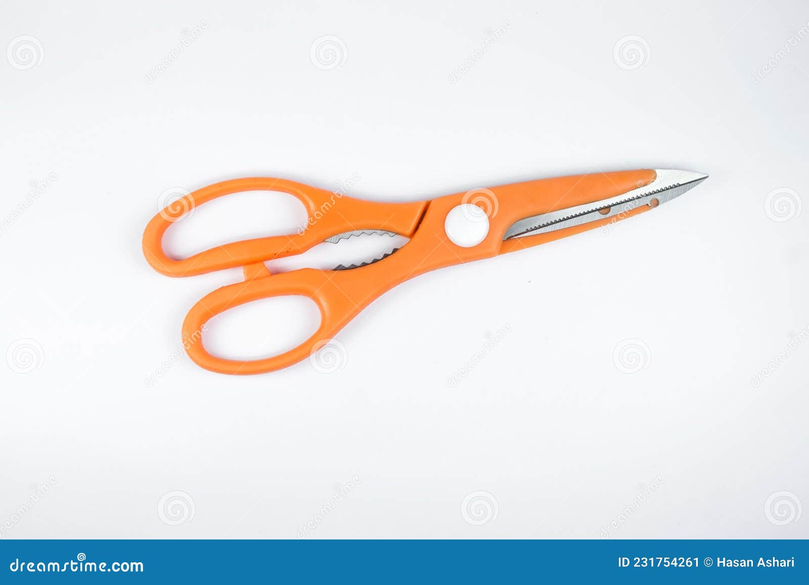Scissors In Orange On A White Background. Scissors With Serrations On ...