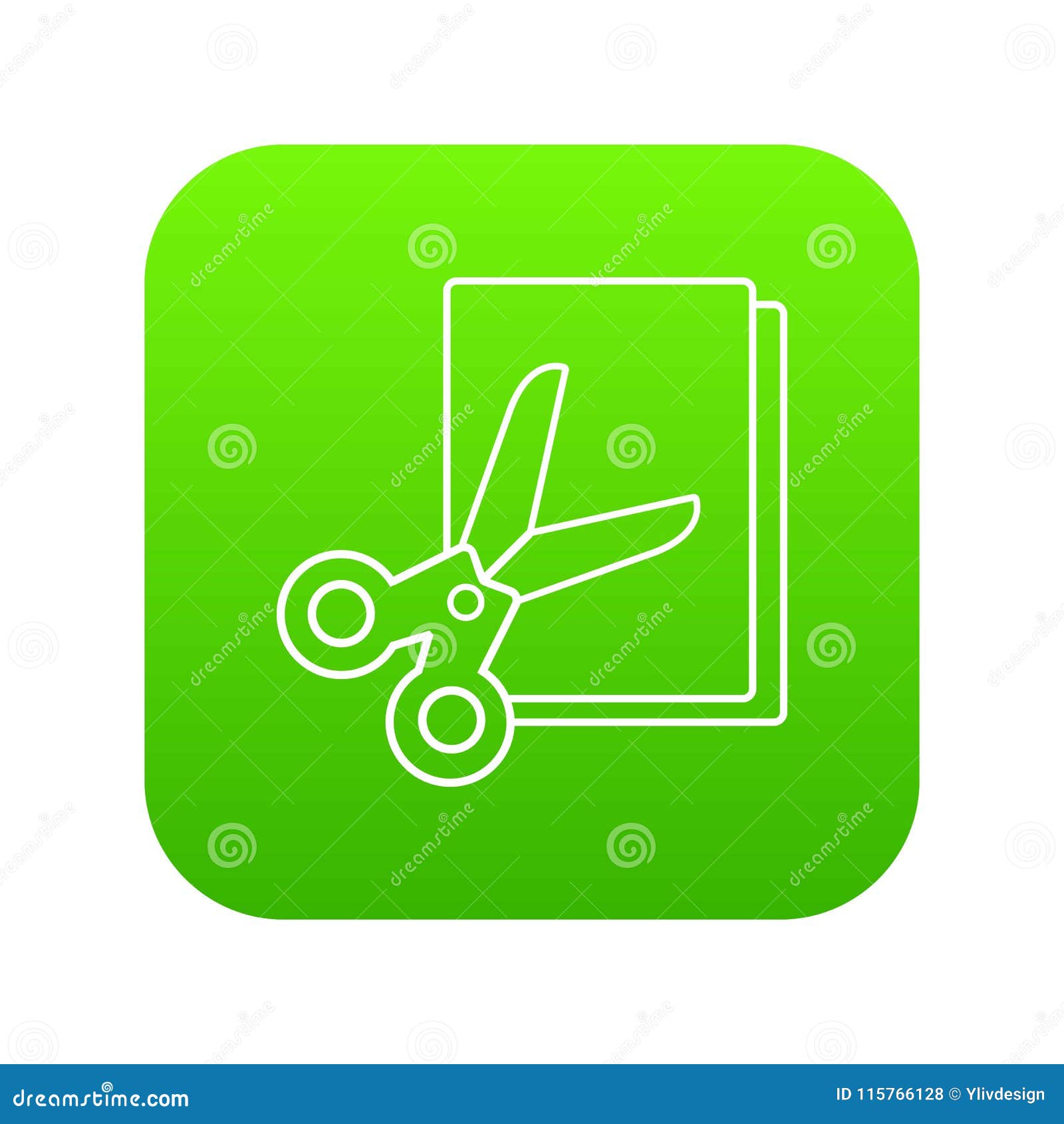 Scissors Paper Icon Green Vector Stock Vector - Illustration of metal ...