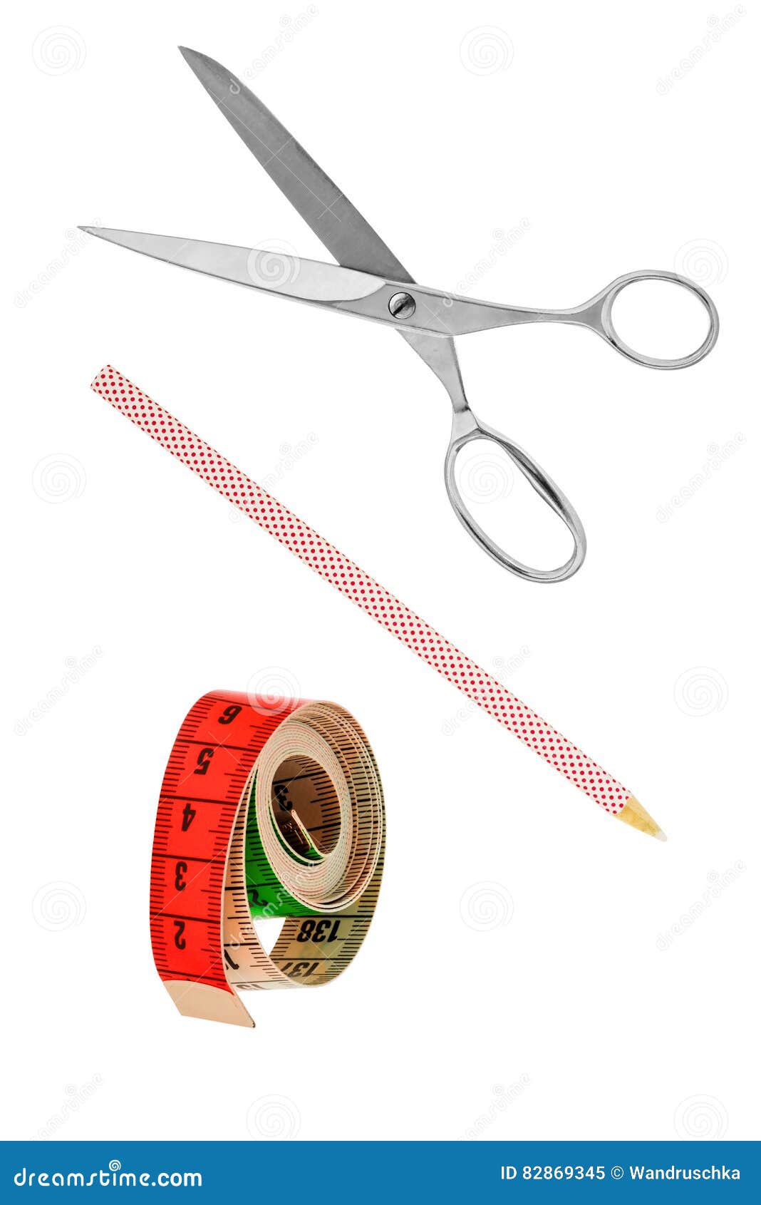 Scissors Pencil and Dimension Tape Stock Image - Image of design ...