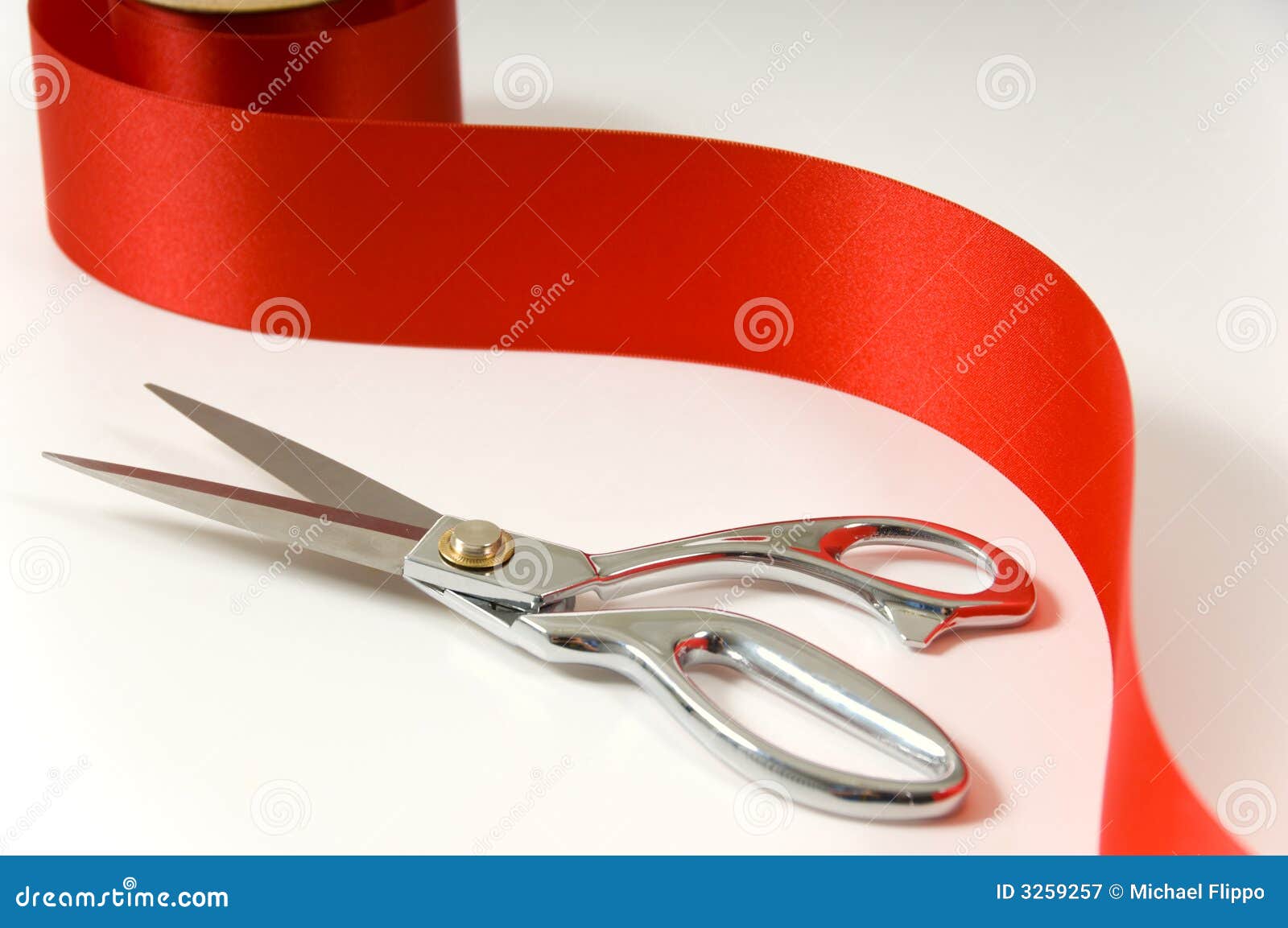 Scissors and red ribbon stock image. Image of wrapping - 3259257