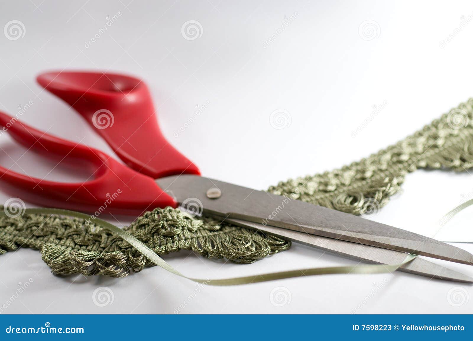 Scissors and ribbon stock image. Image of sewing, white - 7598223