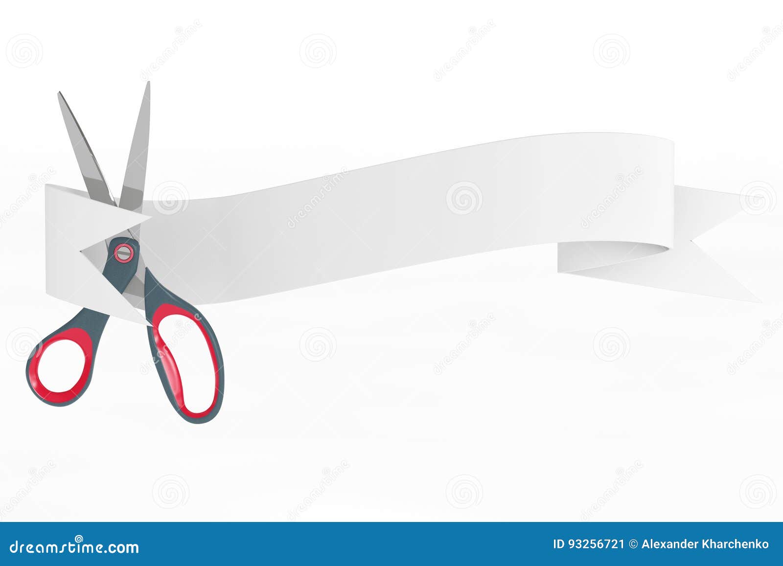 Scissors With Ribbon Banner. 3d Rendering Stock Illustration ...