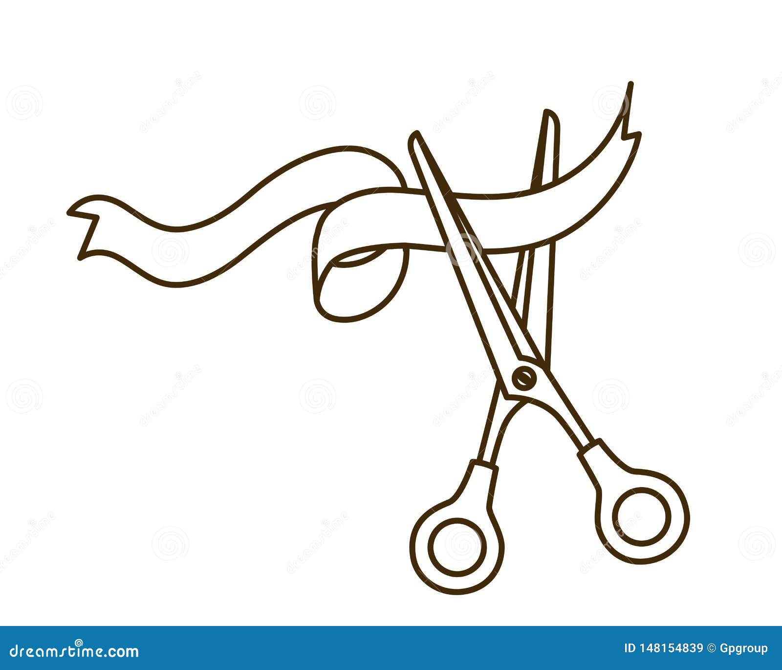 Scissors with Ribbon on White Background Stock Vector - Illustration of ...