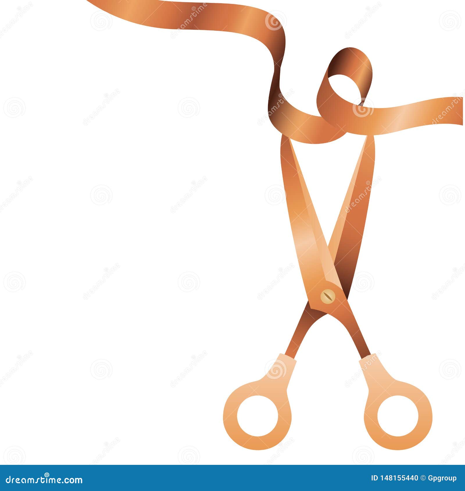 Scissors with Ribbon on White Background Stock Vector - Illustration of ...