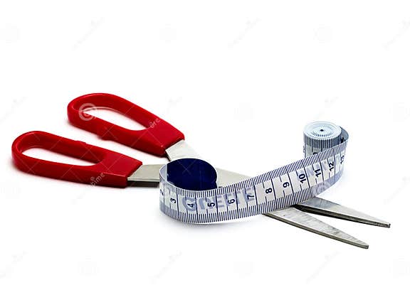 Scissors with Ruler for Tailors Stock Image - Image of beautiful, meter ...