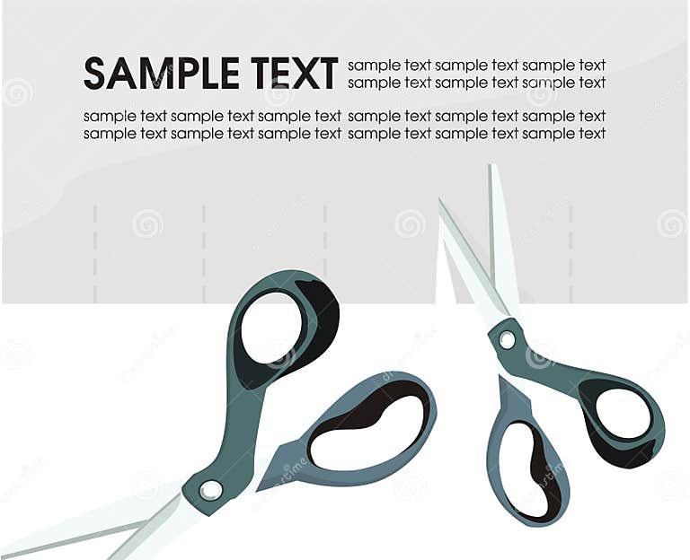 Scissors with sample text stock illustration. Illustration of text ...