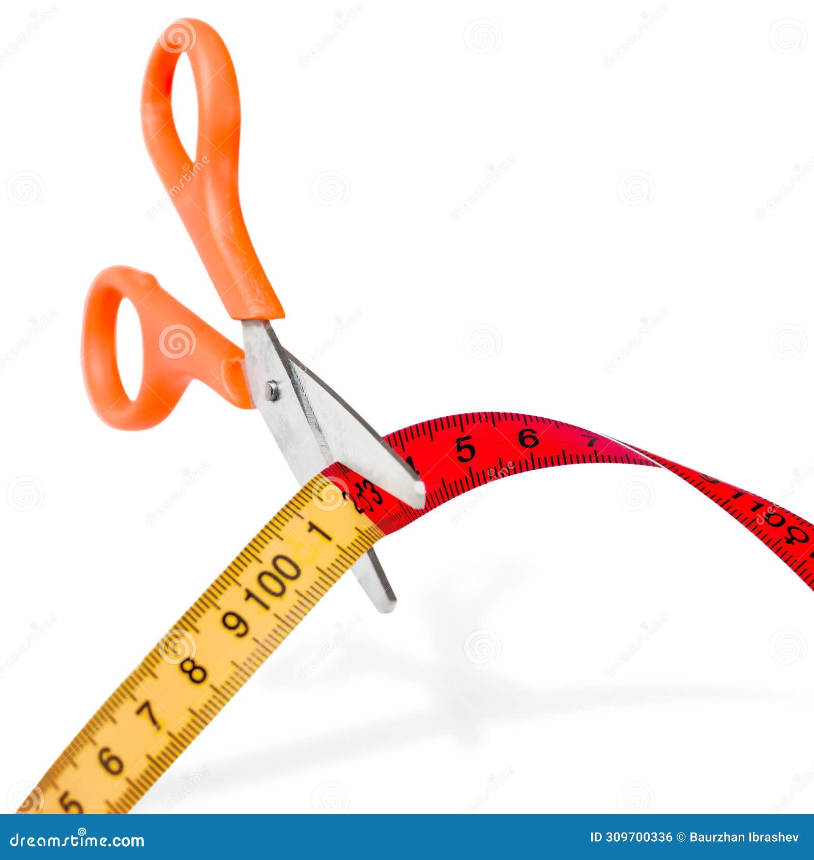 Scissors for Sewing and Measuring Tape Isolated on White Background ...