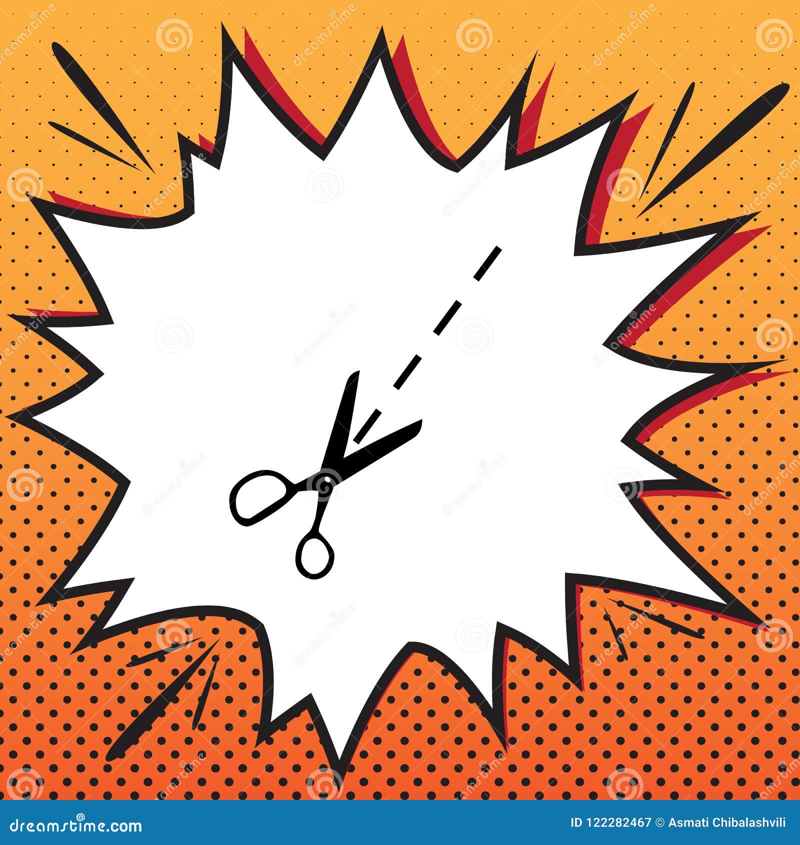 Scissors Sign Illustration. Vector. Comics Style Icon on Pop-art ...