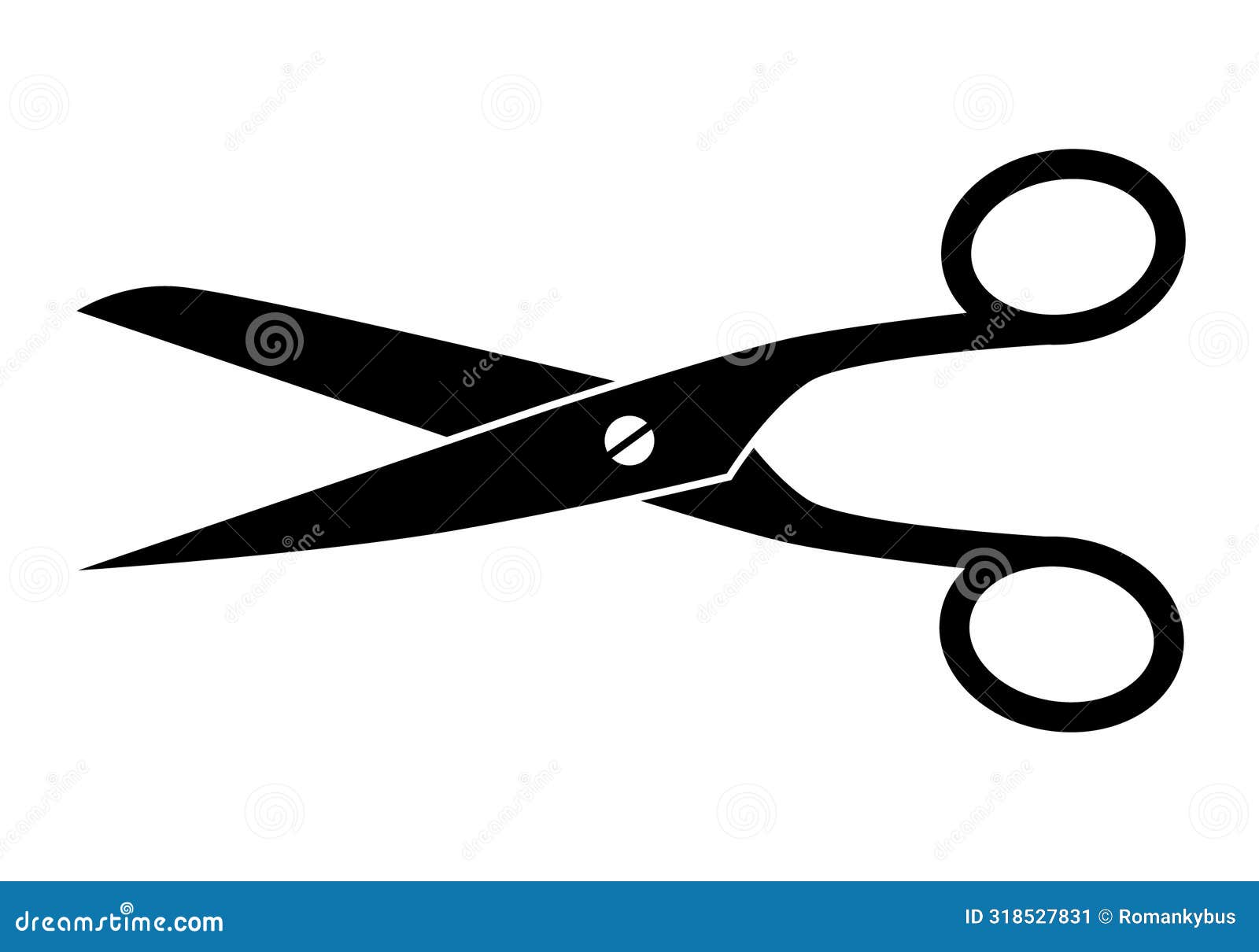 Scissors Silhouette Shape, Black And White Vector Illustration Of Hand ...