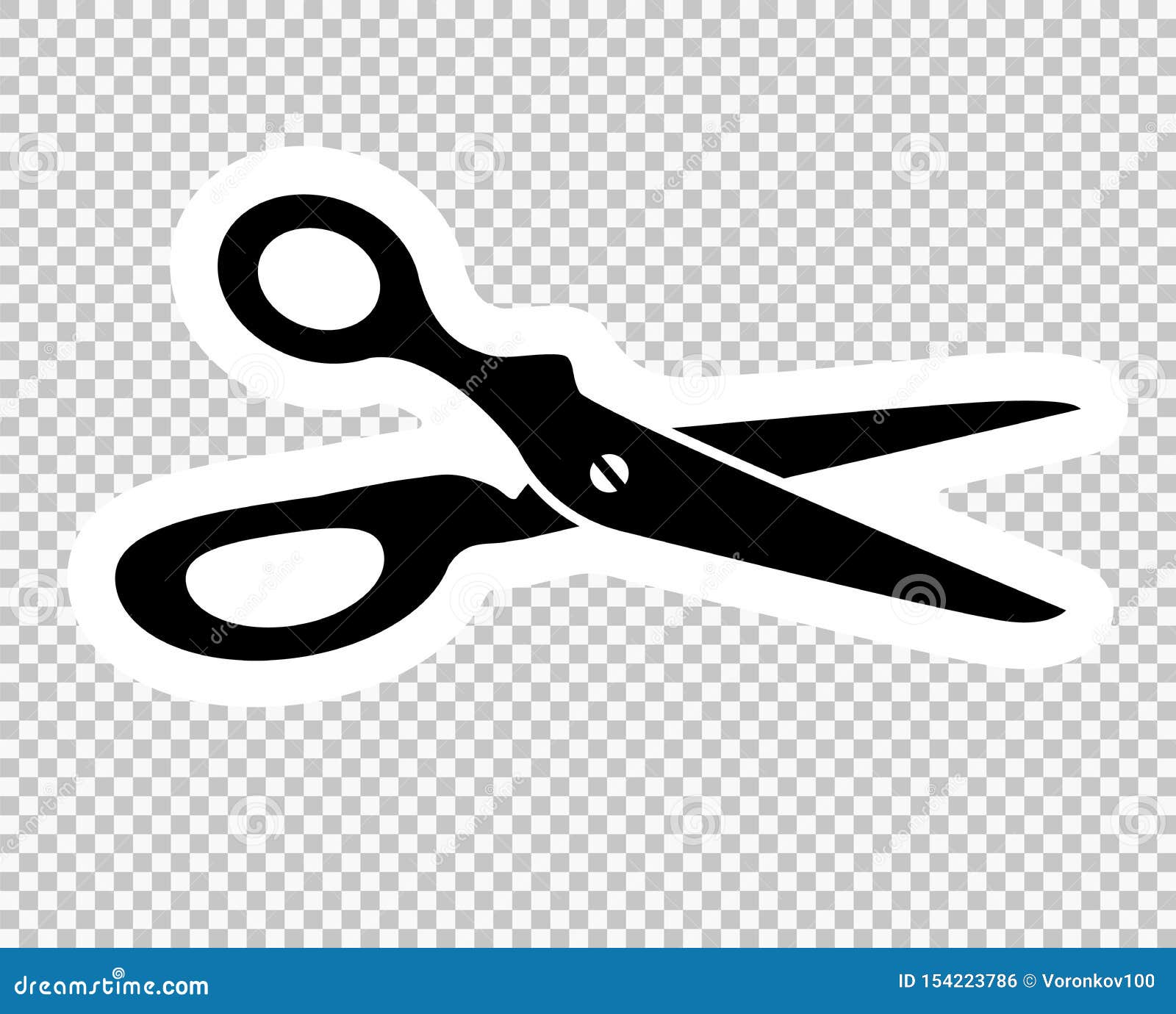 Scissors Silhouette Sticker, Monochrome Style. Vector Element on a ...