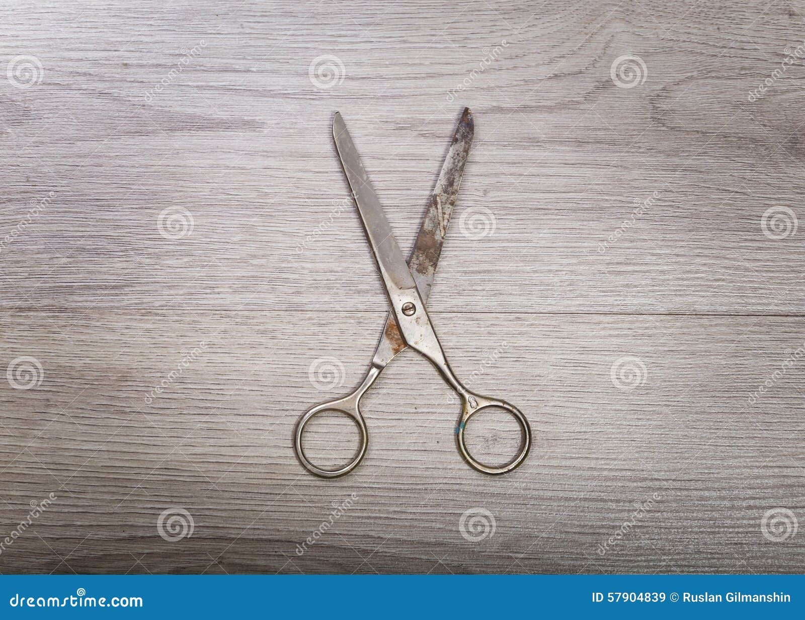Scissors Sits on a Wood Table Stock Image - Image of block, bundle ...