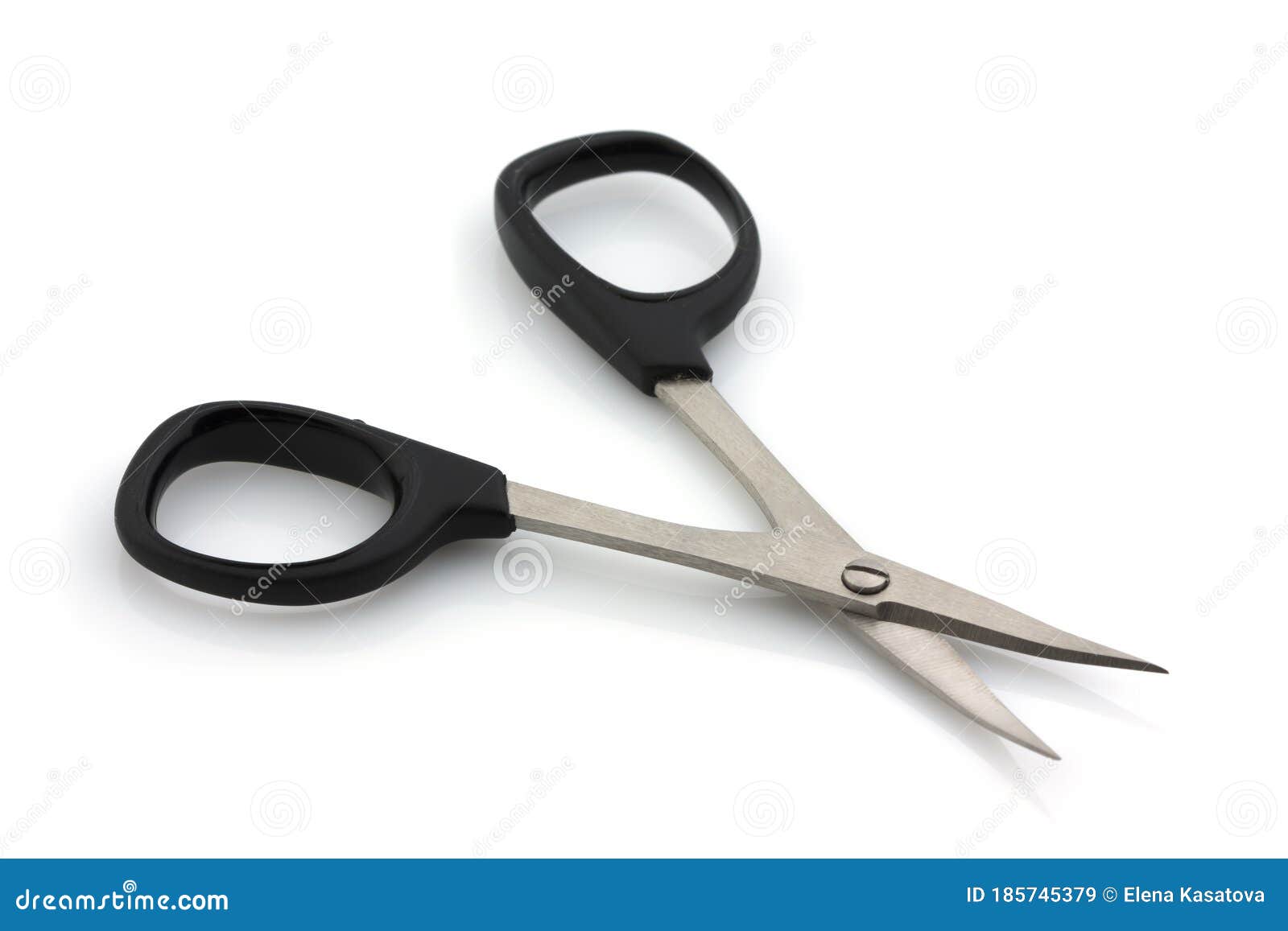 Small Sharp Scissors with Black Handles on a White Background. Stock ...