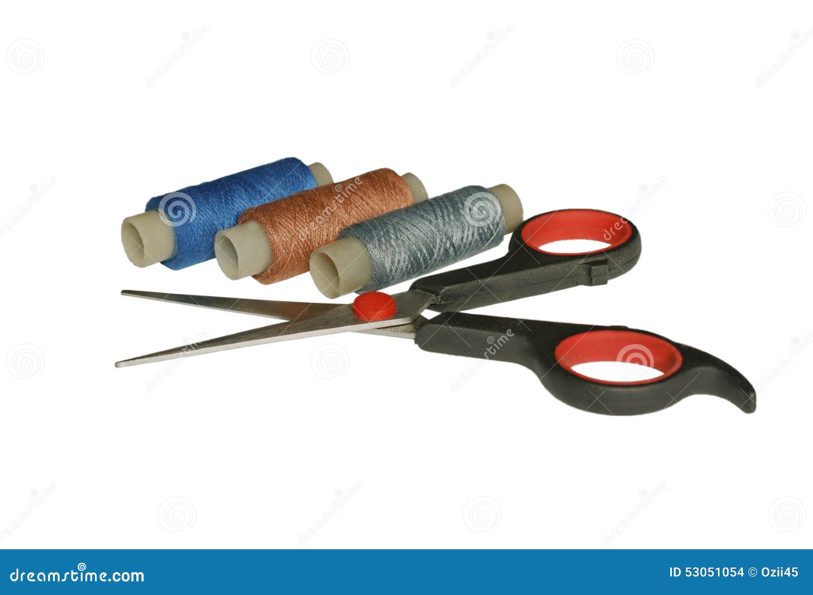 Scissors and Spool of Thread Stock Photo - Image of embroider, white ...
