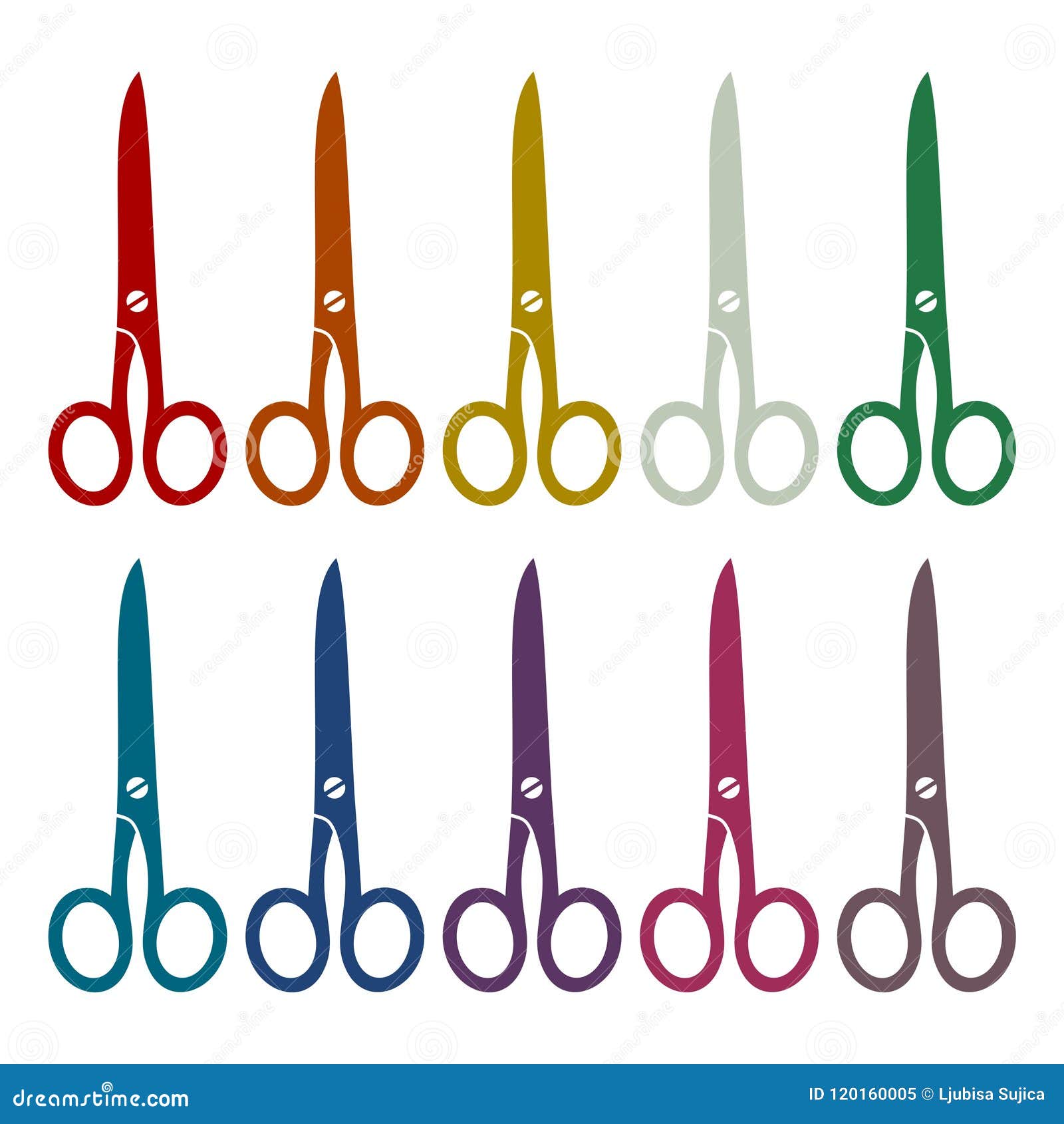 Scissors symbol icons set stock vector. Illustration of color - 120160005