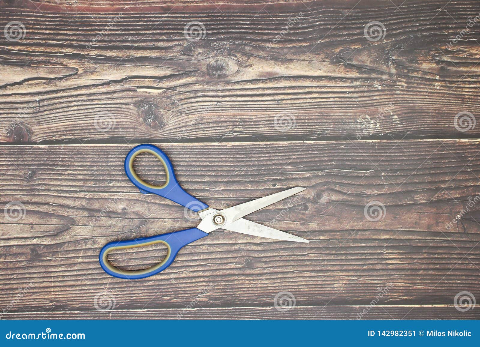Scissors on table stock image. Image of table, working - 142982351