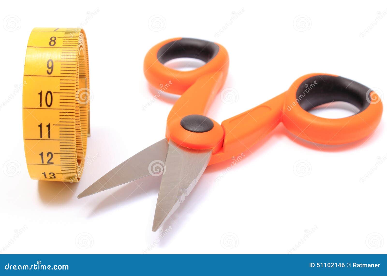 Scissors with Tape Measure on White Background Stock Photo - Image of ...