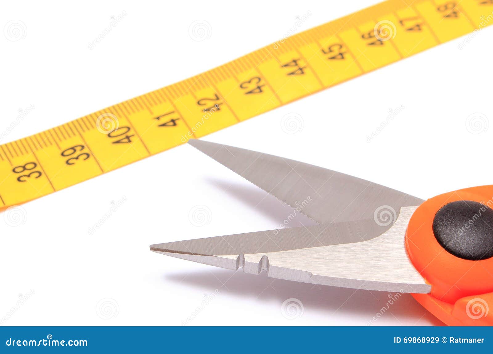 Scissors with Tape Measure on White Background Stock Image - Image of ...