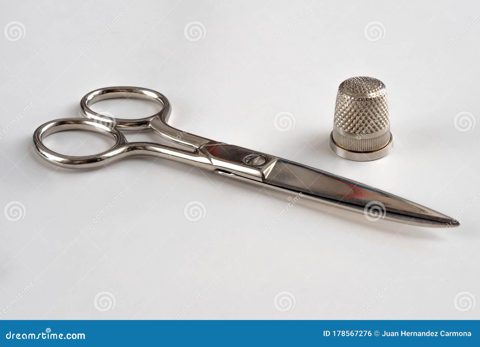 Scissors and Thimble for Sewing Stock Photo - Image of skirts, scissors ...