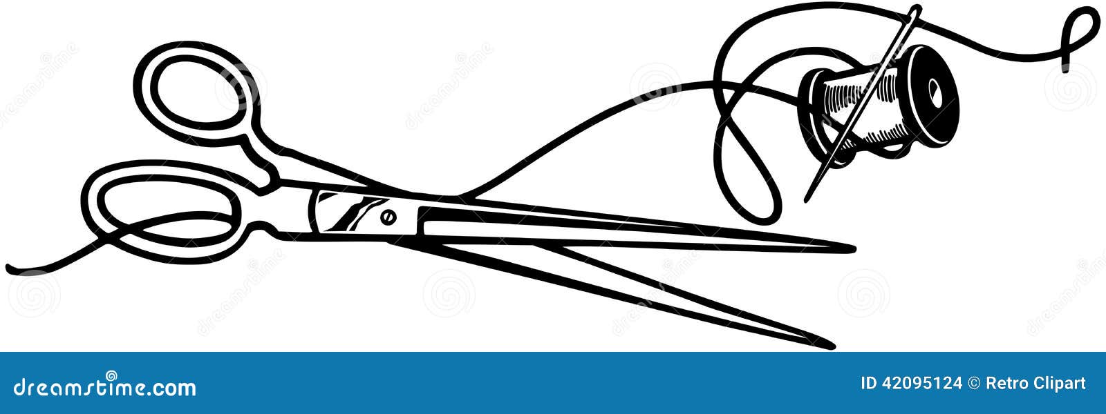 Scissors and Thread stock vector. Illustration of graphics - 42095124