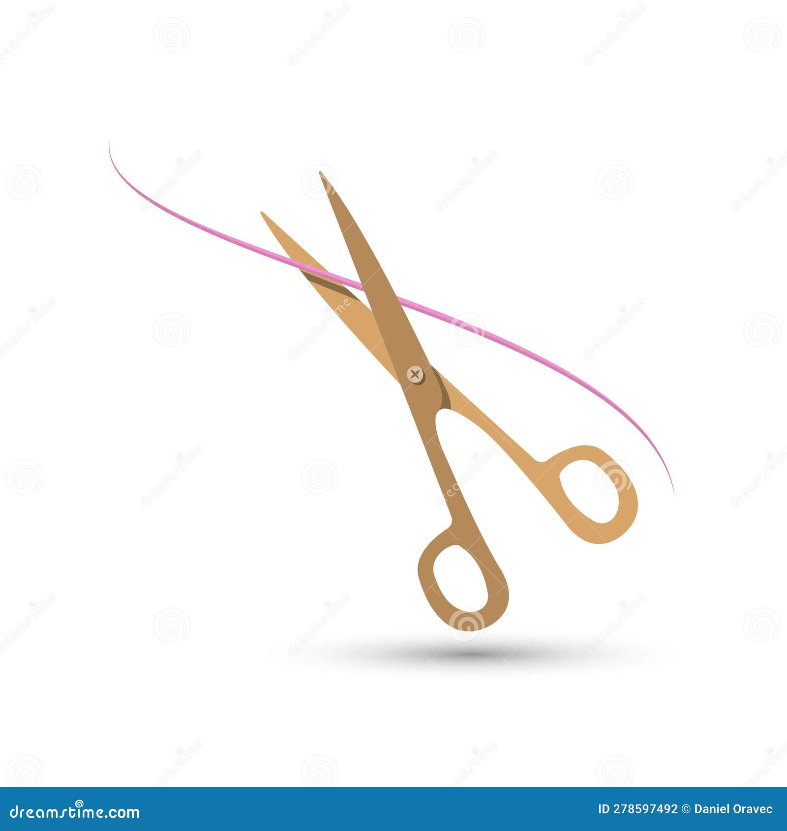 Scissors with Thread or Hair Isolated on White Background Stock ...