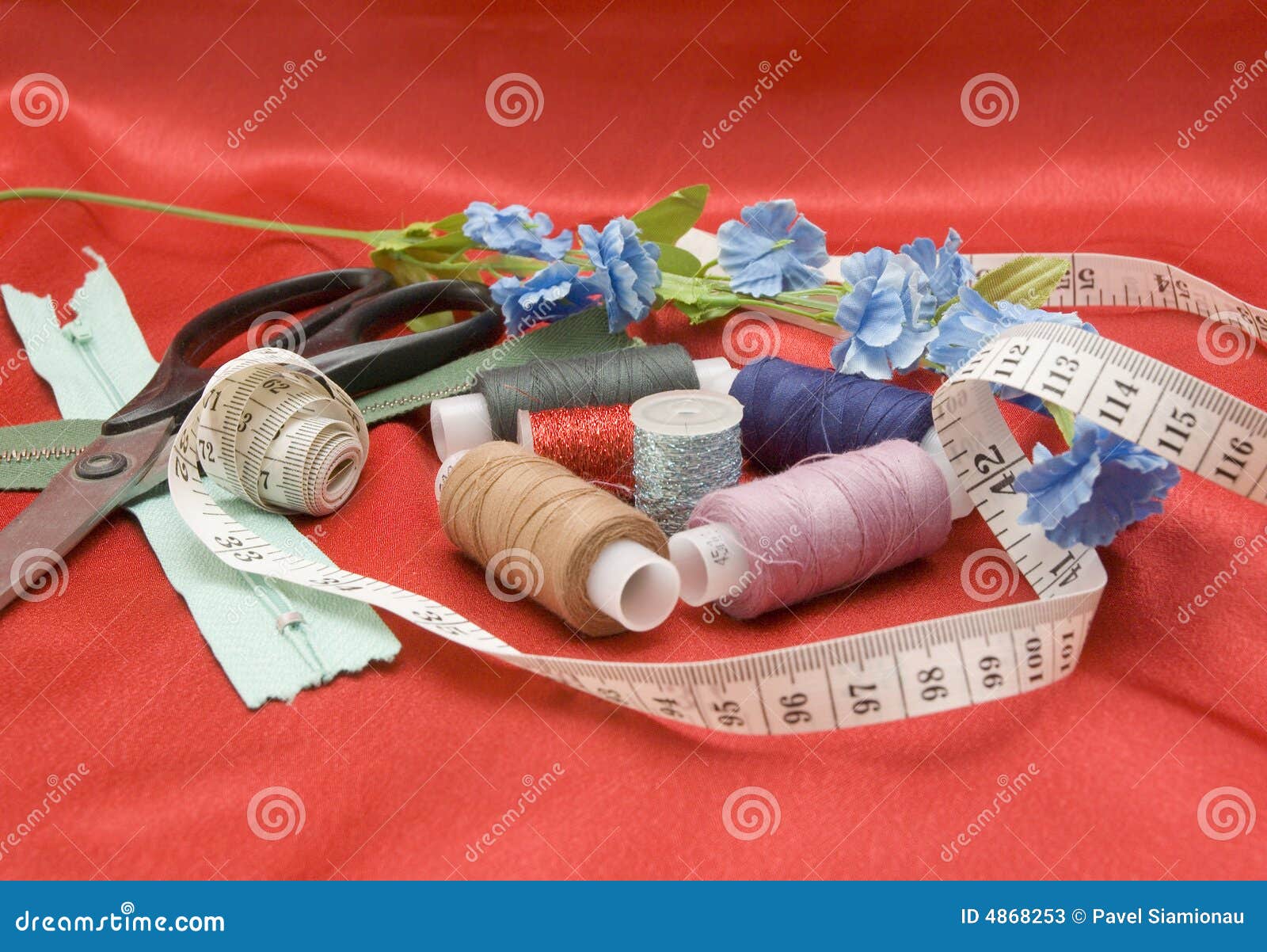 Scissors, Threads and Other Stock Image - Image of material, sartor ...