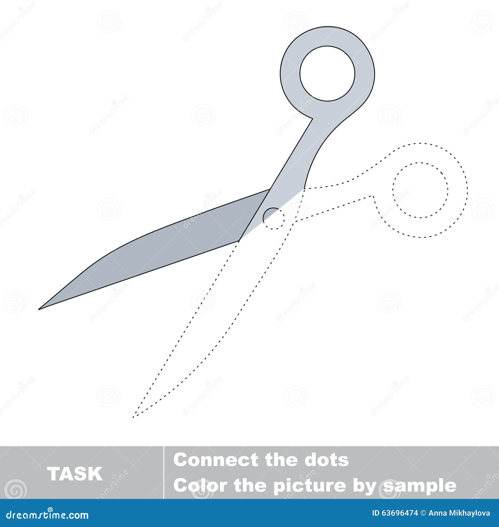 Scissors To Be Colored. Vector Trace Game. Stock Vector - Illustration ...