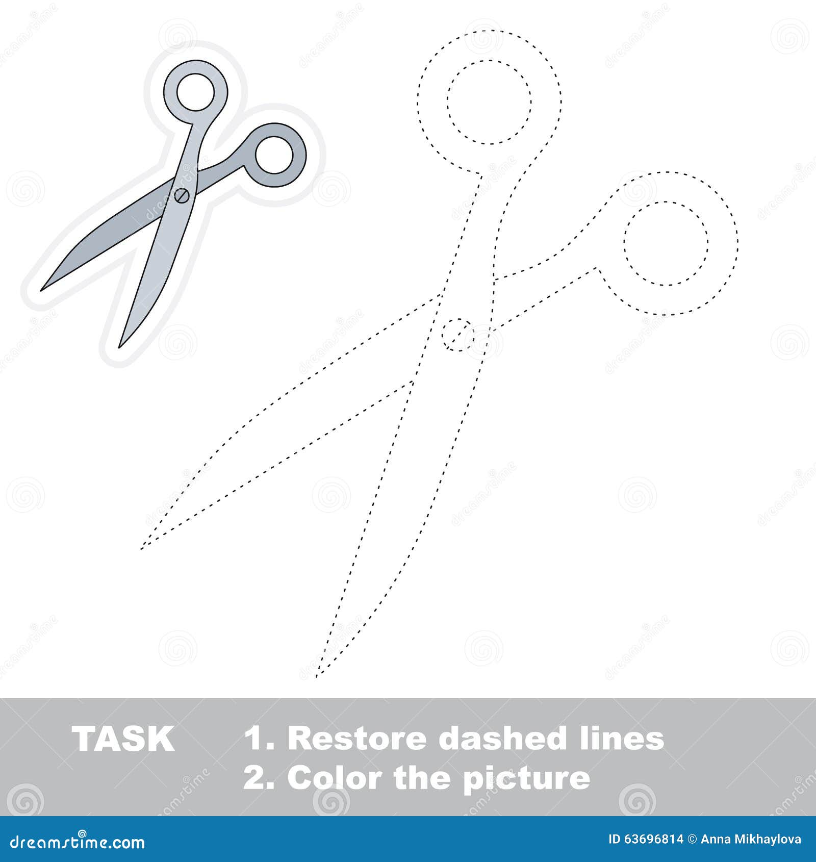 Scissors To Be Traced. Vector Trace Game. Stock Vector - Illustration ...